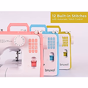 Bruxel Linda Portable Sewing Machine | Easy-To-Use Beginners Sewing Machine with 12-Stitches |Foot Pedal Included | Sewing Machine Accessories Green