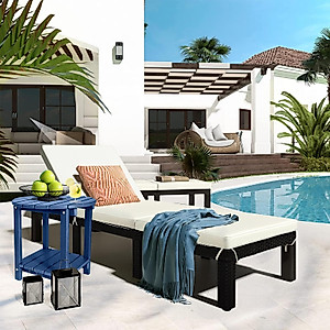 GARDENSTAR Adirondack Round Outdoor Side Table 2-Tier Storage Patio Side Table, HDPE End Tables for Backyard Pool Porch Garden Lawn (Blue)