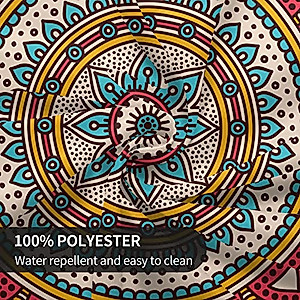 Symfy Round Tablecloth 60 Inch Retro Mandala Decorative Table Cloth with Dust-Proof Wrinkle Stain-Resistant Tablecloths Decor for Home Kitchen Dining Picnic Party Indoor Outdoor