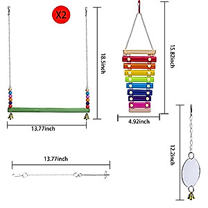 EBaokuup 5PCS Chicken Xylophone Toy Set - Natural Wooden Chicken Swing Toys - Chicken Mirror Chicken Veggies Skewer Fruit Holder - Chicken Toys for Hens