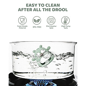 Baby Teething Toy Silicone Teething Mitten for Babies Over 3 Months Anti Dropping Wrist Hand Teethers Baby Chew Toys for Sucking Needs, BPA Free (Olive)