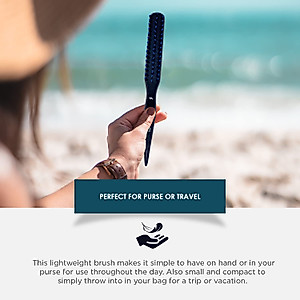 Spornette Boar Bristle Hair Brush for Women & Men - Little Wonder Small Teasing Brush - Create Slick Backs & Volume - Boar & Tourmaline Nylon Bristles for Back Brushing & Combing (Blue)