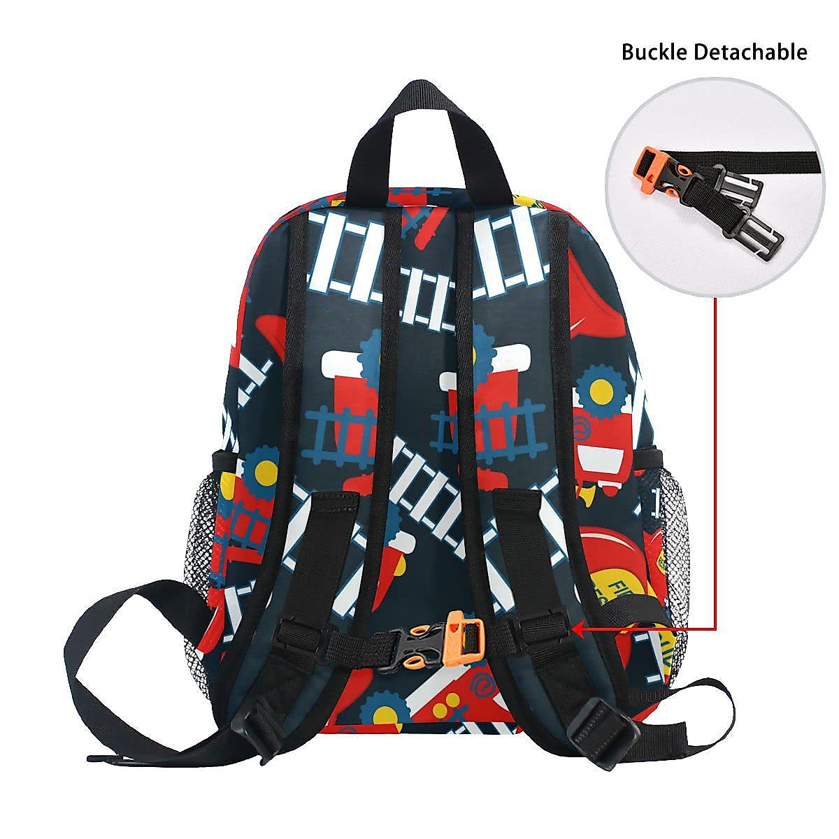 Glaphy Custom Kid's Name Backpack, Red Fire Truck Car Cute Toddler Backpack for Daycare Travel, Personalized Name Preschool Bookbags for Boys Girls