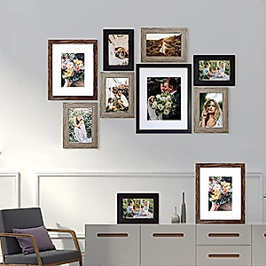 SESEAT Picture Frames Collage, Gallery Wall Frame Set with 11x14 8x10 5x7 4x6 Frames in 3 Different Finishes, Set of 10