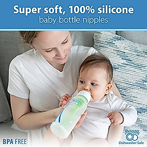 Dr. Brown’s Natural Flow Level 1 Narrow Baby Bottle Silicone Nipple, Slow Flow, 0m+, 100% Silicone Bottle Nipple, 6 Count (Pack of 1)
