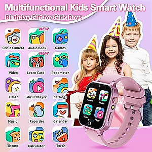 HD Touchscreen Smartwatch for Girls Ages 5-12 - With 26 Games, Video Camera, Music, Pedometer and More - Fun Educational Birthday Gift