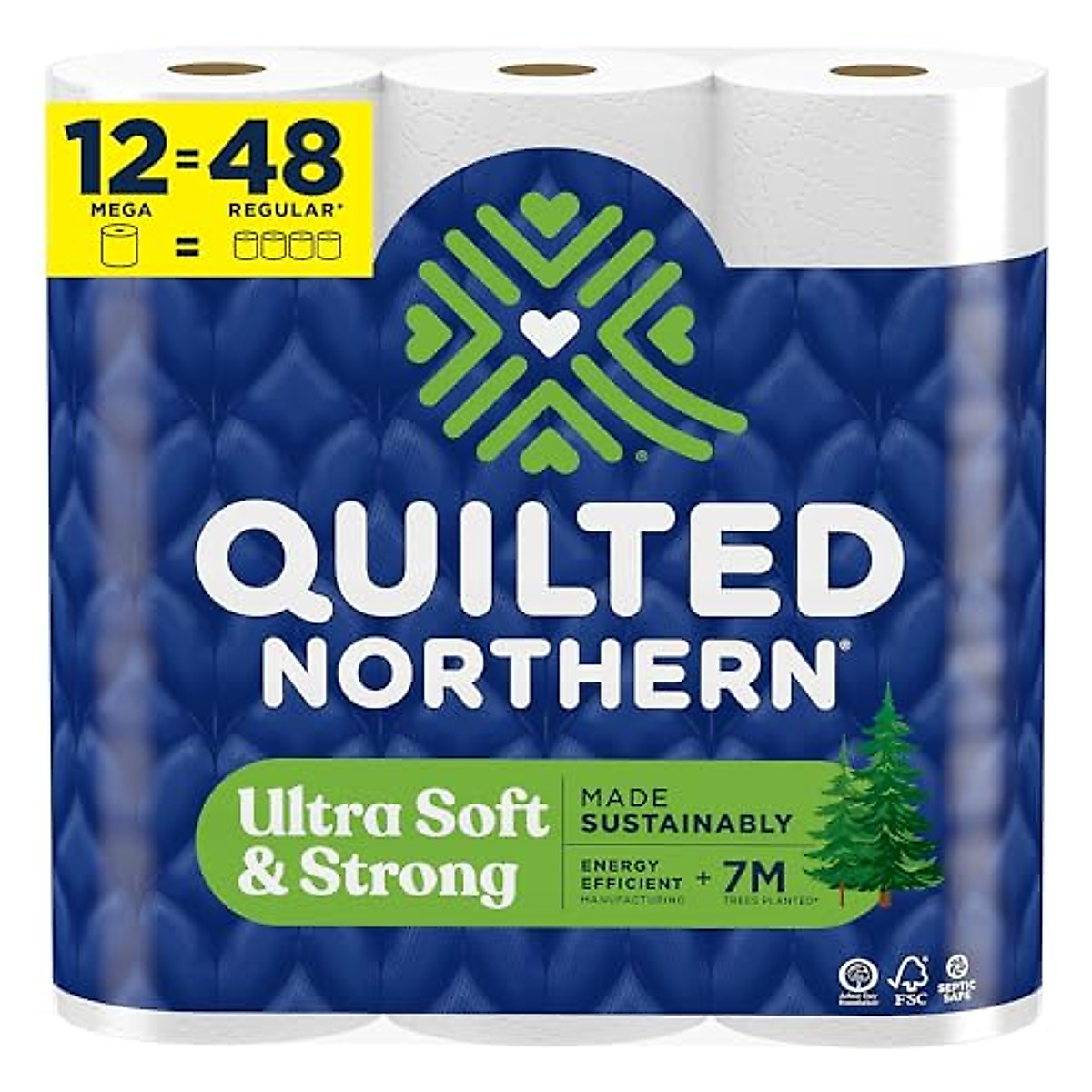 Quilted Northern Ultra Soft & Strong Toilet Paper, 12 Mega Rolls = 48 Regular Rolls, 5X Stronger*, Premium Soft Toilet Tissue