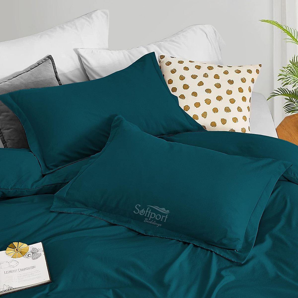 Teal Duvet Cover Oversized King Plus 128x120 - 3 Piece Duvet Cover with 2 Pillow Shams - 100% Egyptian Cotton Comforter Cover with Zipper Closure & 4 Corner Ties, Oversized King Plus Duvet cover set