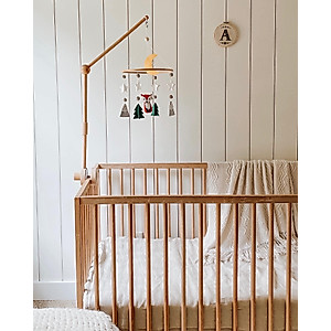 Sorrel + Fern Baby Crib Mobile (Woodland Fox) - Nursery Decoration - Ceiling Mobile and Crib Mobile - Hypoallergenic Eco-Felt, Unfinished Wood, Adjustable, Green, Grey, Yellow, Red/Brown