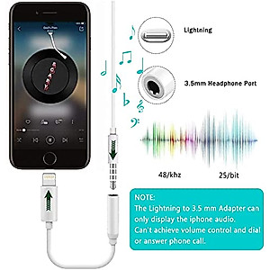 Lightning to 3.5 mm Headphone Jack Adapter, 3 Pack[Apple MFi Certified] Headphone Adapter Jack for iPhone 3.5mm AUX Cord Dongle Cable Compatible with iPhone13/SE 2020/12/11/XS/XR/X/8/7(White)