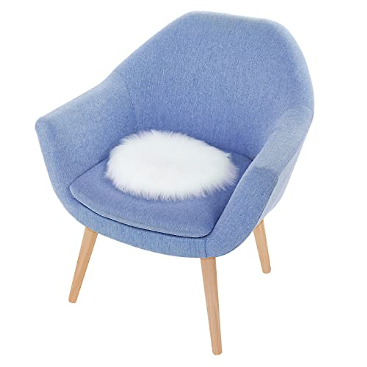 Sibba Faux Fur Small Area Rug Chair Desk Sofa Cover Carpet 35 cm Fluffy Plush Seat Pad Protectors for Home Bedrooms Aesthetic Decor (White Round)