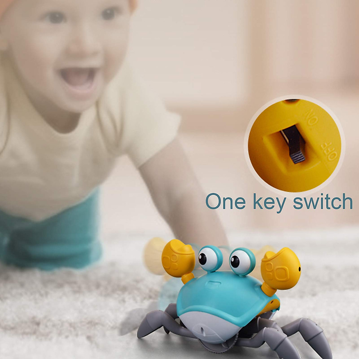 helegeSONG Crawling Crab Baby Toy, Tummy Time Toy Gifts for 3 4 5 6 7 8 9 10 11 12 Month Boy Girl with Learning Crawl System Music Learning to Crawl for Birthday Gift Orange