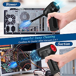 Goweto 3-in-1 Keyboard Vacuum Cleaner - Compressed Air Duster- Mini Vacuum- Computer Vacuum Cleaner- Canned Air Spray