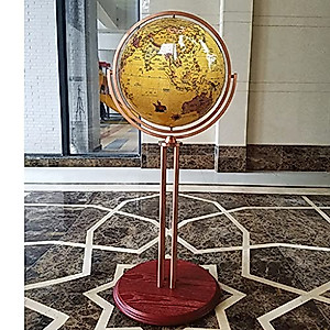 geographic globe 16.5” Diameter Large World Globe Floor Standing Educational Earth Globe With Round Wooden Base Geographic Globes For Home Decor world globe gift (World Globe a) (W