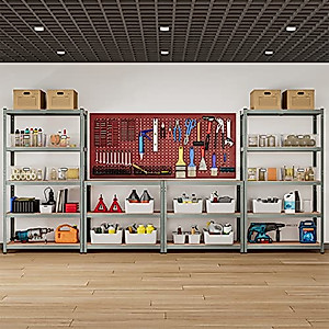 ERGOMASTER 5 Tiers Steel Shelves 72 Inches Height for Storage Heavy Duty Garage Organization Utility Shelf Rack for Books, Kitchenware, Tools Bolt-Free Assembly (Set of 4,Grey)