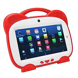 Naroote Children Tablet, Kids Tablet Quad Core 4GB and 32GB Dual Camera 7 Inch 4.0 HD 1080P for Girls (Red)
