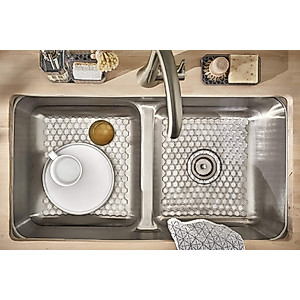 Spectrum Diversified Hexa Flexible, Trimmable Soft-Touch Mat, Easy-Draining, Modern Kitchen Sink Protector, 1 Count (Pack of 1), Clear