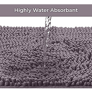 LuxUrux Bathroom Rugs 2 Piece Set–Extra-Soft Plush Bath mat Shower Bathroom Rugs,1'' Chenille Microfiber Material, Super Absorbent (X-Large Set, Mauve)