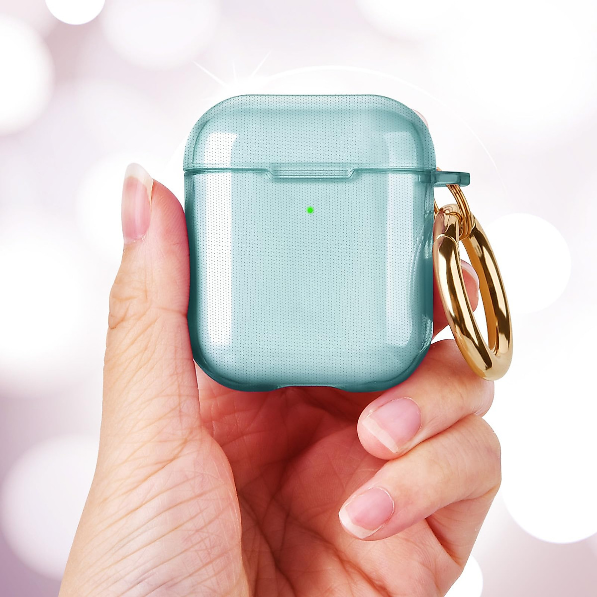 AIRSPO Airpods Case Cover, Airpod Case 2nd Generation Clear Soft TPU Protective Cover Compatible with Apple AirPods 1/2 Wireless Charging Case with Keychain (Clear Green)