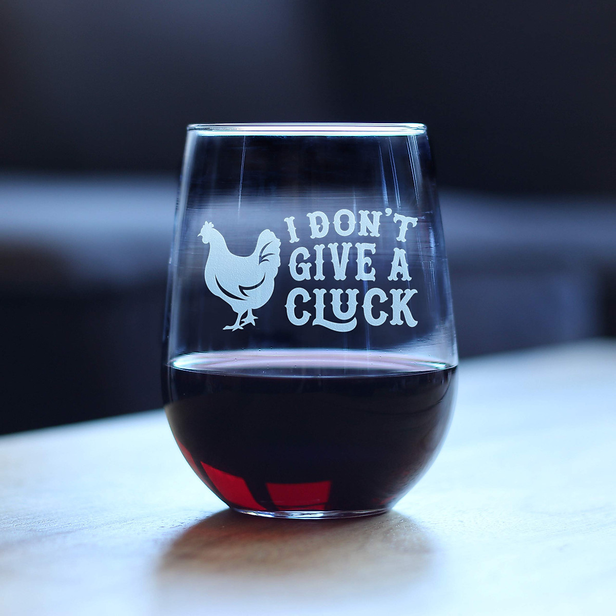 Don't Give a Cluck - Stemless Chicken Wine Glass for Women - Cute Funny Wine Gift Idea - Unique Personalized Glasses for Birthday