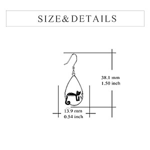YFN Black Cat Earrings Sterling Silver Black Cat Dangle Drop Earrings Jewelry Cat Gifts for Women