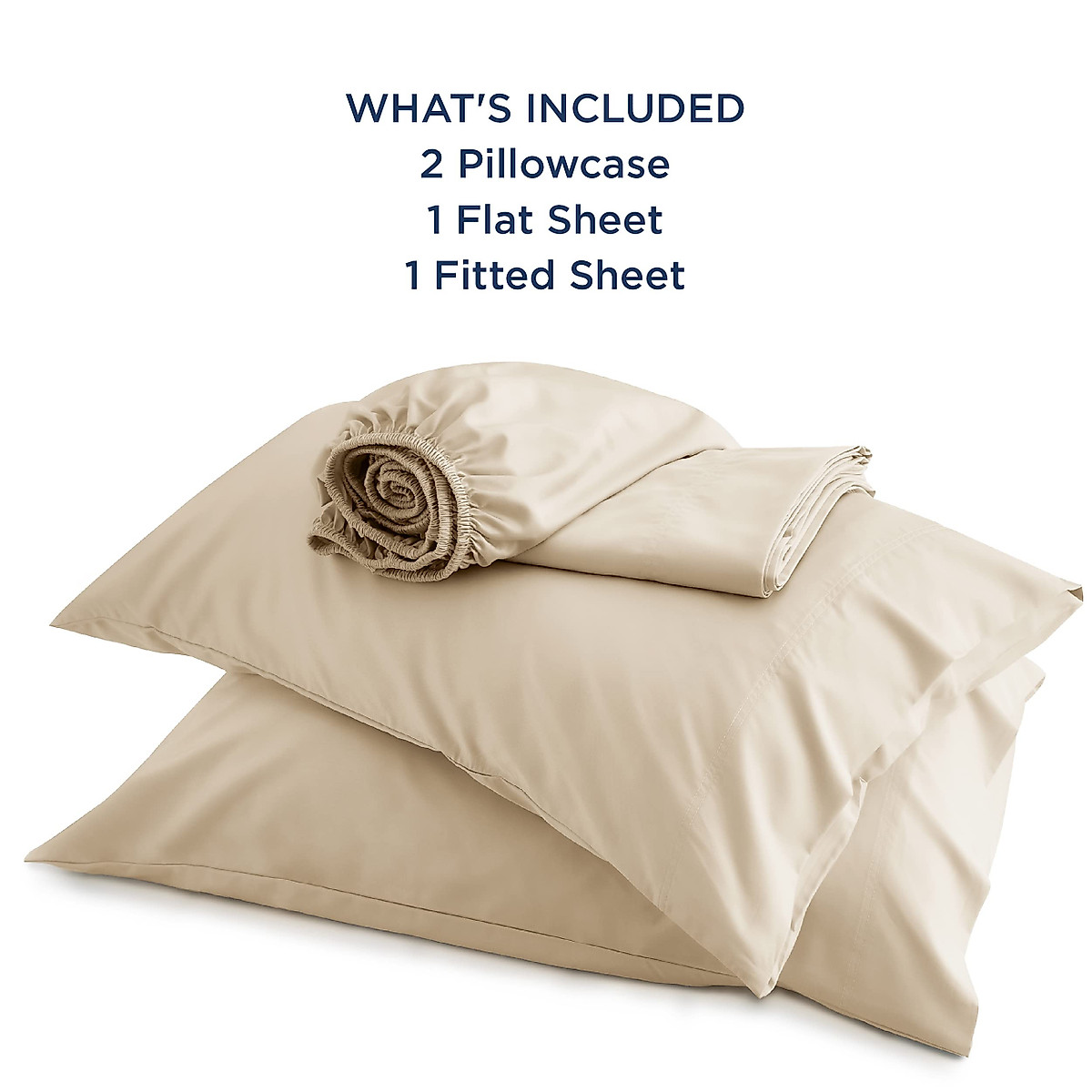 Bedsure California King Sheet Set, Cooling Sheets for Hot Sleepers, Rayon Derived from Bamboo, Breathable & Soft Deep Pocket Up to 16 Inches, Hotel Luxury Silky Bedding, Bedsheet & Pillowcases, Beige