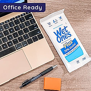 Wet Ones 70% Alcohol Hand Sanitizing Wipes, Kills 99.99% of Germs, 20 Count (Pack of 10)