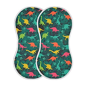 vvfelixl Dinosaurs Footprints Burp Cloths for Baby Boy Girls Baby Washcloths Burp Rags 1 Pack Green
