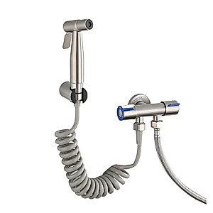 ifgswopq Portable Bidet Sprayer Set Bidet Faucet Stainless Steel Toilet Faucet Bathroom Shower Head one in and Two Out Angle Valve (Color : A5184) (A5184)