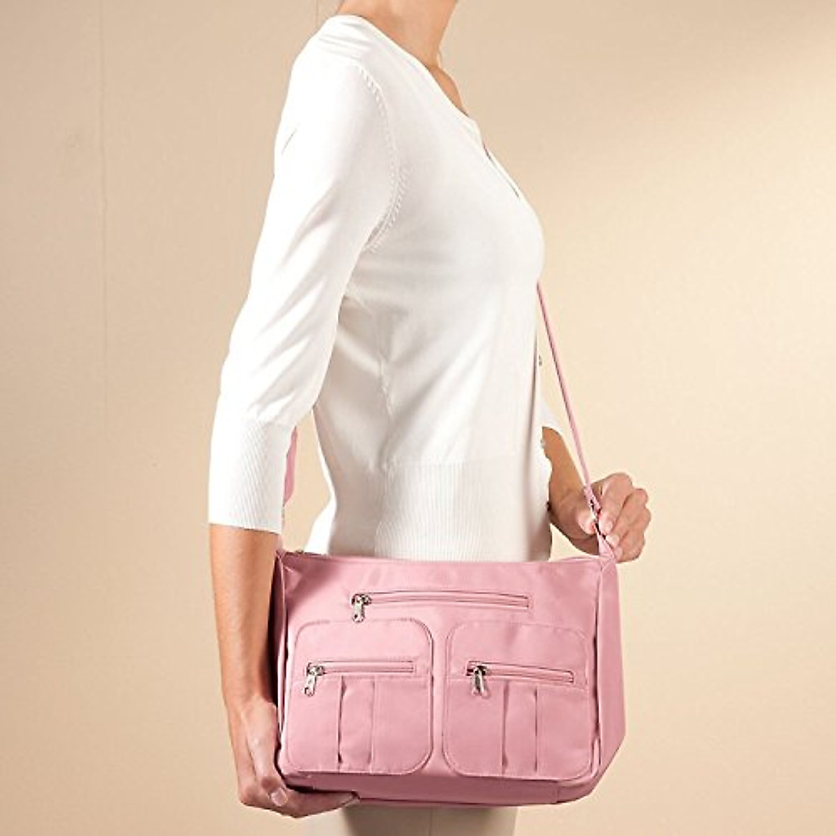 Multiple Pocket Crossbody Shoulder Handbag, Microfiber, 3 Piece Set