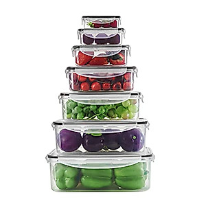 Bellaware Airtight Food Storage Containers with Locking Lids, Plastic, Set of 7, Black