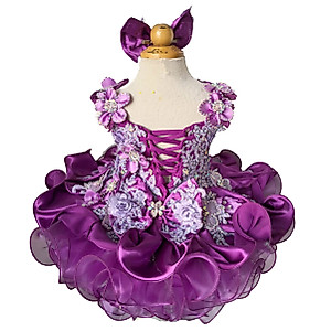 Jenniferwu G588 Infant Toddler Baby Newborn Little Girl's Pageant Party Birthday Dress Purple Size 3T
