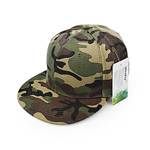 UltraKey Flat Brim Cap, Army Military Camo Baseball Cap Camouflage Hip Hop Flat Bill Plain Snapback Hats Green