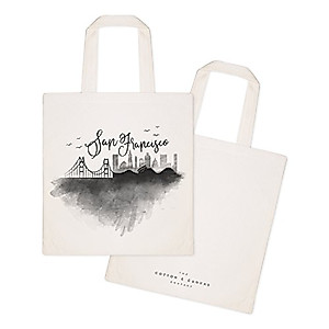 The Cotton & Canvas Co. San Francisco Cityscape, Souvenir, Beach, Shopping and Travel Reusable Shoulder Tote and Handbag