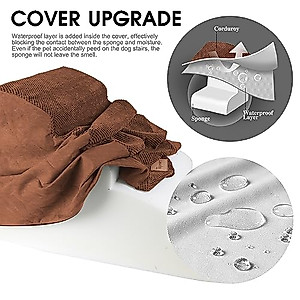 Topmart High Density Foam Dog Steps 4 Tiers,Extra Wide Deep Pet Steps,Non-Slip Pet Stairs,Dog Ramp for Bed,Soft Foam Dog Ladder,Best for Older Dogs Injured,Older Pets,Cats with Joint Pain,Color Brown