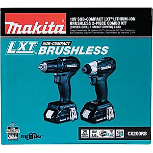 Makita CX200RB 18V LXT® Lithium-Ion Sub-Compact Brushless Cordless 2-Pc. Combo Kit (2.0Ah)