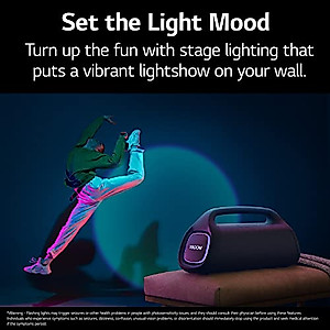 LG XG9QBK.DUSALLK Go Portable Bluetooth Speaker - Stage Lighting and up to 24-Hour Battery, Black