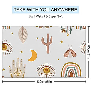 My Little Nest Bath Towels Quick Dry Bathroom Towels Boho Tribal Eyes Cactus Stars Motif Absorbent Shower Towels Soft Hand Towel Wash Cloths for Spa Pool Hotel Gym 31" x 51"