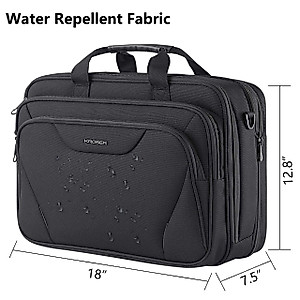 KROSER Laptop Bag Premium Laptop Briefcase Fits Up to 17.3 Inch Laptop Expandable Water-Repellent Shoulder Messenger Bag Computer Bag for Travel/Business/School/Men/Women-Black