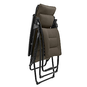 Lafuma Futura Air Comfort Zero Gravity Steel Frame Padded Recliner Folding Outdoor Patio Relaxation Chair with Cushion, Taupe Gray
