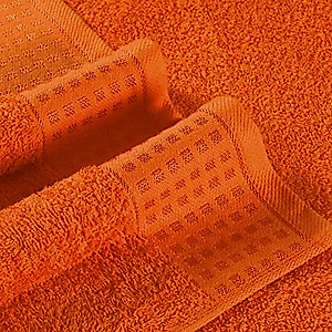 GLAMBURG 100% Cotton Ultra Soft 6 Pack Towel Set, Contains 2 Bath Towels 28x55 Inches, 2 Hand Towels 16x24 Inches & 2 Wash Coths 12x12 Inches, Compact Absorbent Lightweight & Quickdry - Orange