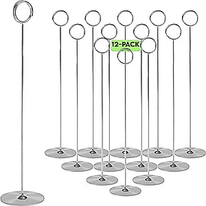 Place Card Holder, 12 in Tall, 12 Pack, Chrome Silver, Table Cardholder Tabletop Menu Holder Harp-Clip Number Holder Recipe Holder Reserved Card Holder, for Restaurant Weddings