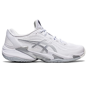 ASICS Women's Court FlyteFoam 3 Tennis Shoes, 9.5, White/Pure Silver