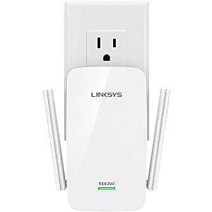Linksys WiFi Extender WiFi 5 Range Booster, Dual-Band Booster, 1,000 Sq. ft Coverage, Speeds up to (AC750) 750Mbps - RE6300