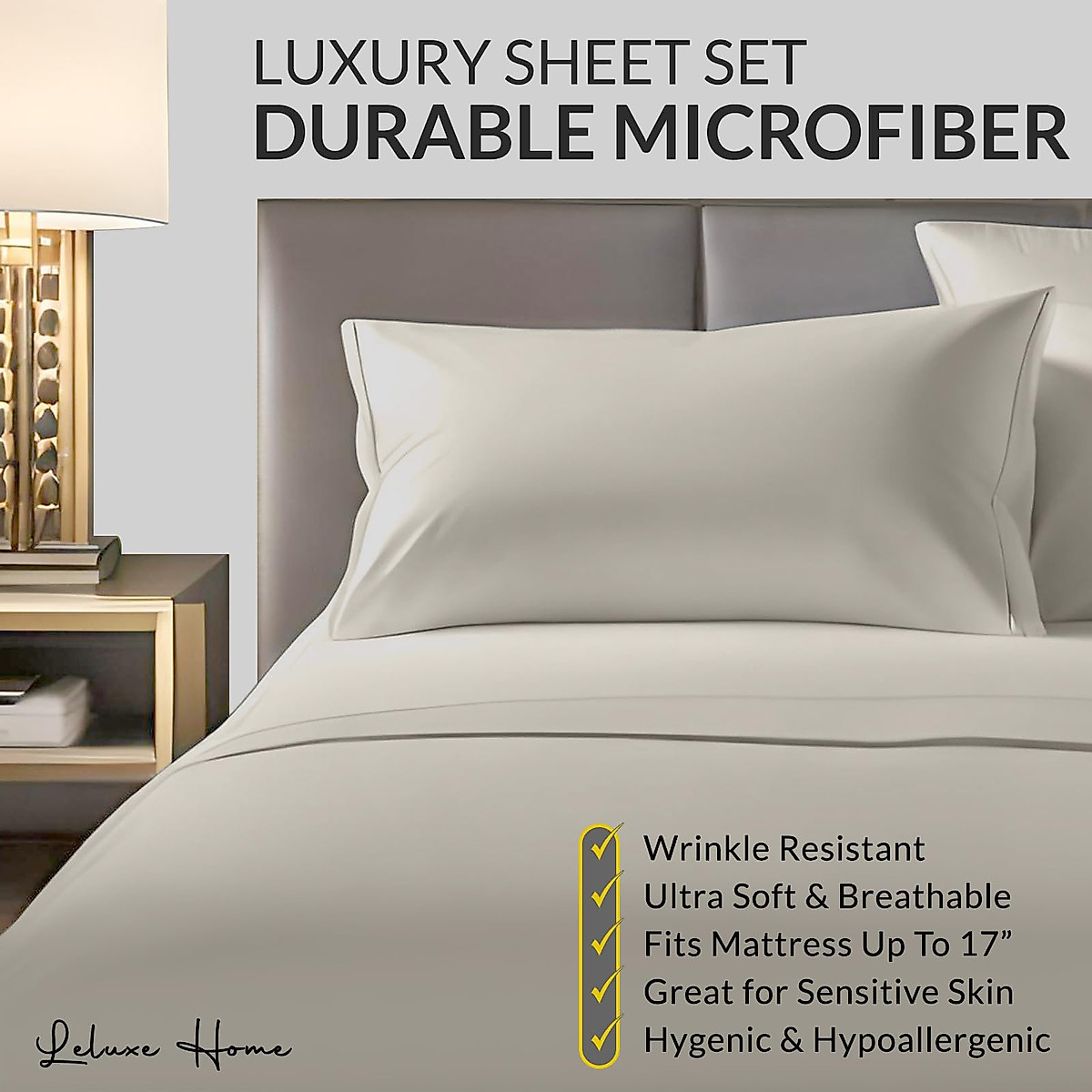 Leluxe Home Twin Sheets Set of 3-100% Microfiber Twin Size Sheets with Extra Soft and Wrinkle Free Sheet Set with Deep Pockets