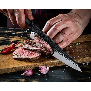 Gyuto Chef Knife - 8 Inch Professional Hand Forged Kitchen Chef Knife High Carbon Japanese AUS-8 Stainless Steel Chef Knife with Rosewood Handle & Gift Box
