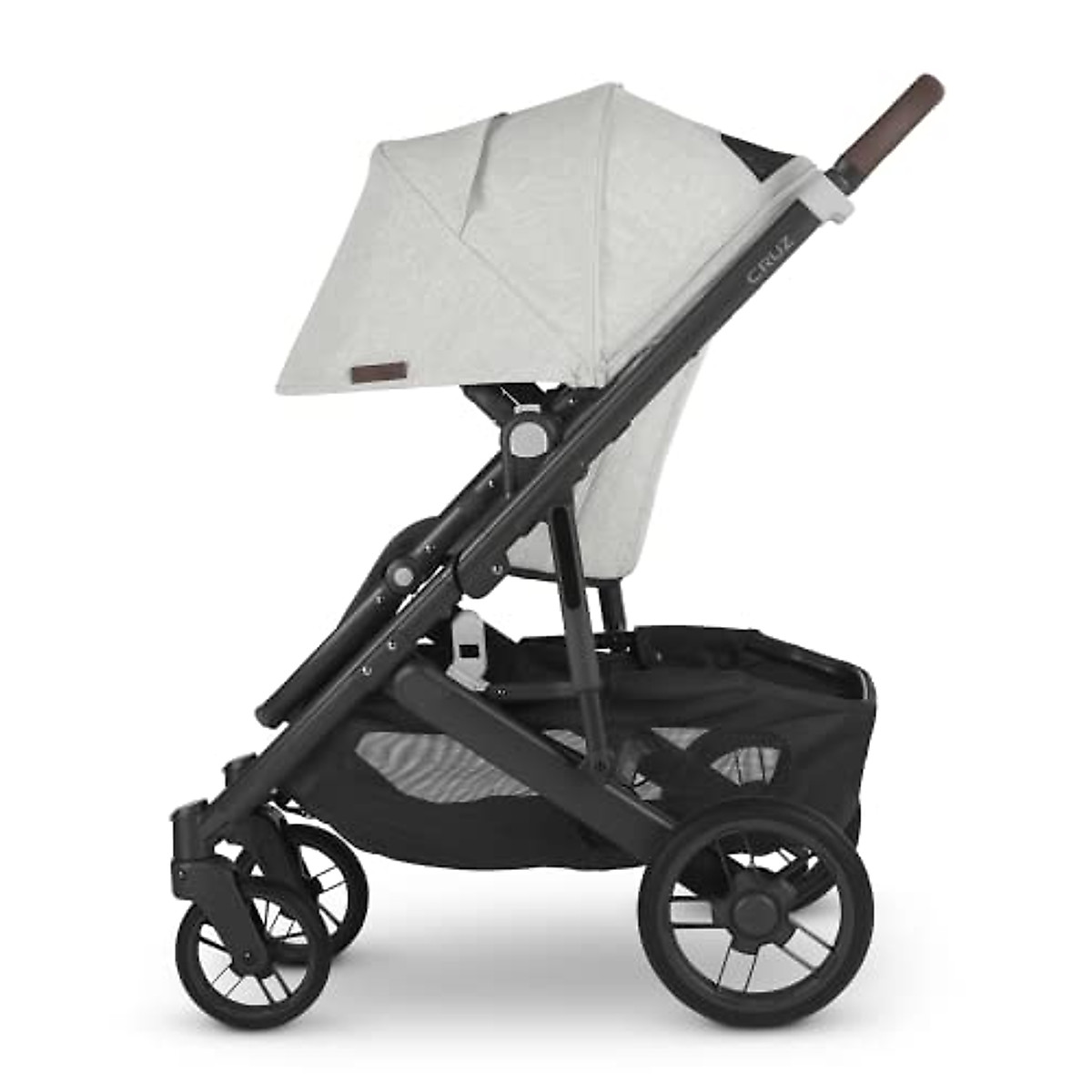 Cruz V2 Stroller - Anthony (White and Grey Chenille/Carbon/Chestnut Leather) + MESA V2 Infant Car Seat - Jake (Charcoal)