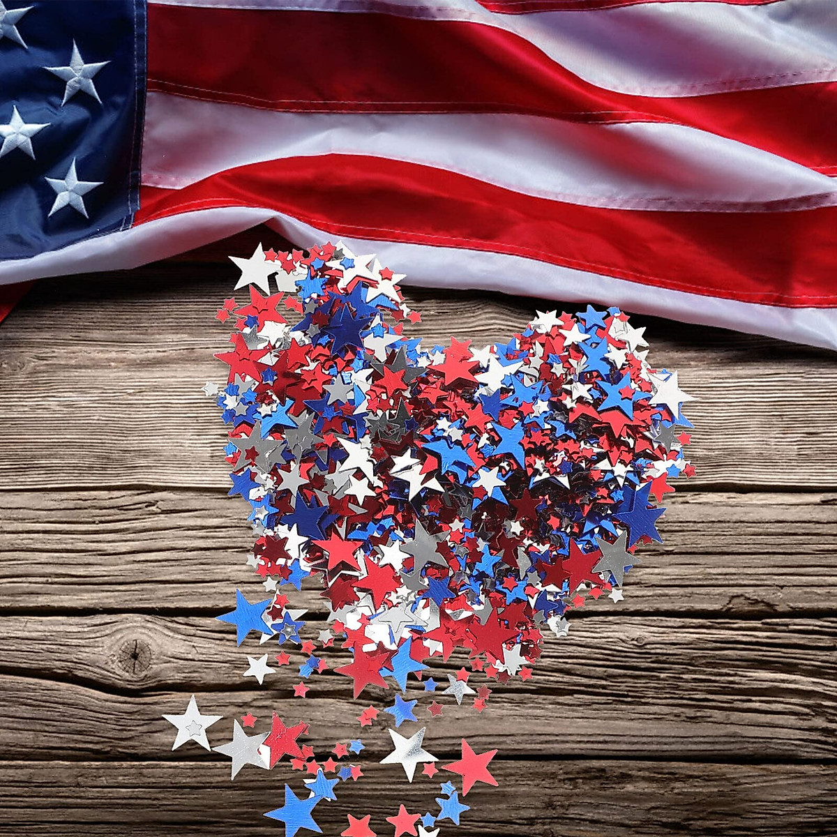 ABOOFAN Metallic Star Confetti Independence National Day Confetti Glitter Red White Blue Twinkle Stars Table Scatter Confetti for 4th of July American Theme Patriotic Party Supplies