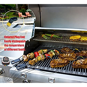 4 Packs of Pro Thermometer Meat Probe Replacement for Weber Grills, igrill, Connect Smart Grilling Hub by Meatender, Equiped with 4 Probe Cord Wraps, 4 Magnetic Tablets and 4 Probe Stands…