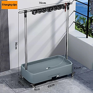 IGZVMBO Hanging Broom Mop Holder, Hand Trucks Broom, Movable Commercial Mop Rack, Cleaning Cart On Wheels, Tool Storage for Garage Garden Closet, 62x40x96cm(6slots), Silver